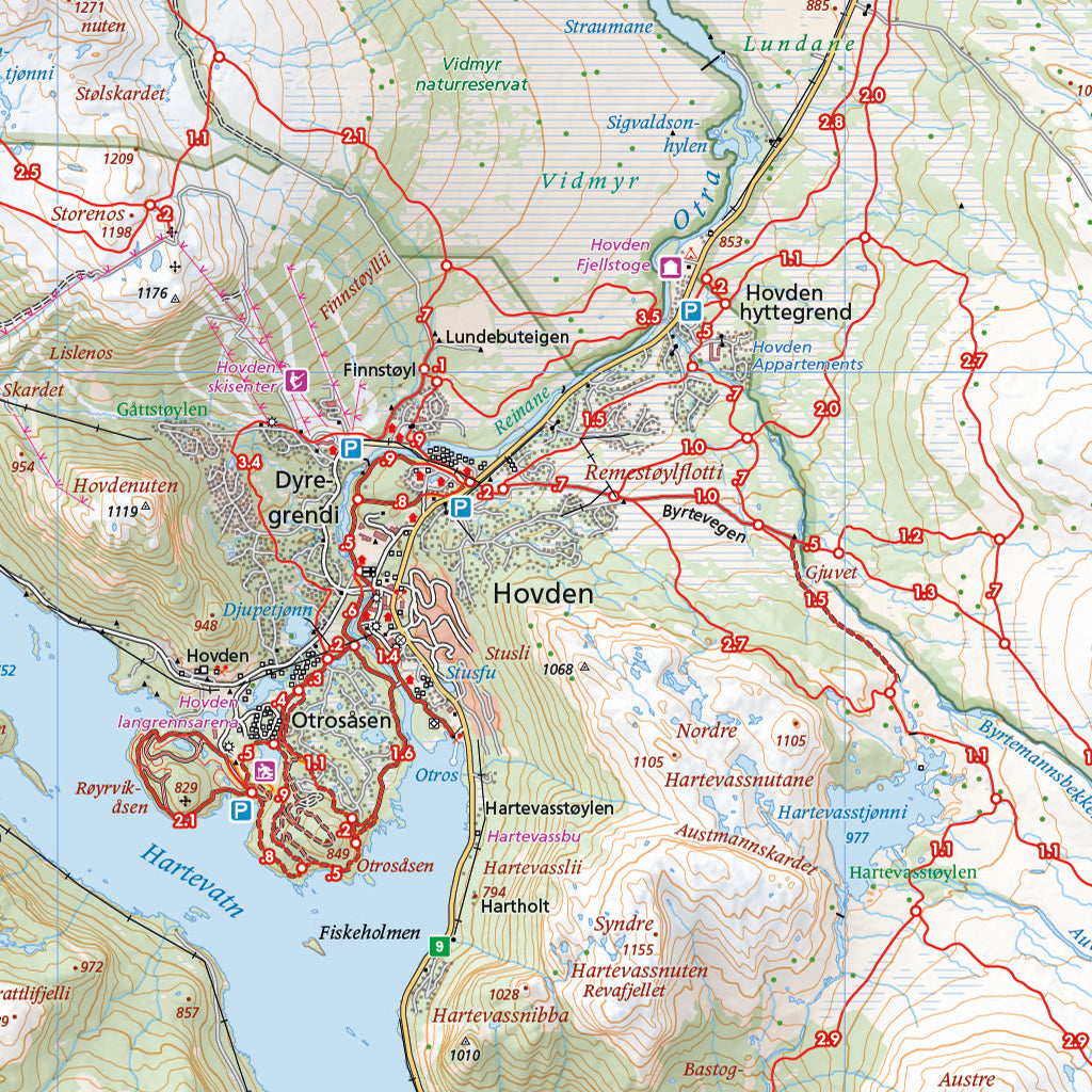 Skiløyper rundt Hovden (70 x 50cm) – SANDVIKart